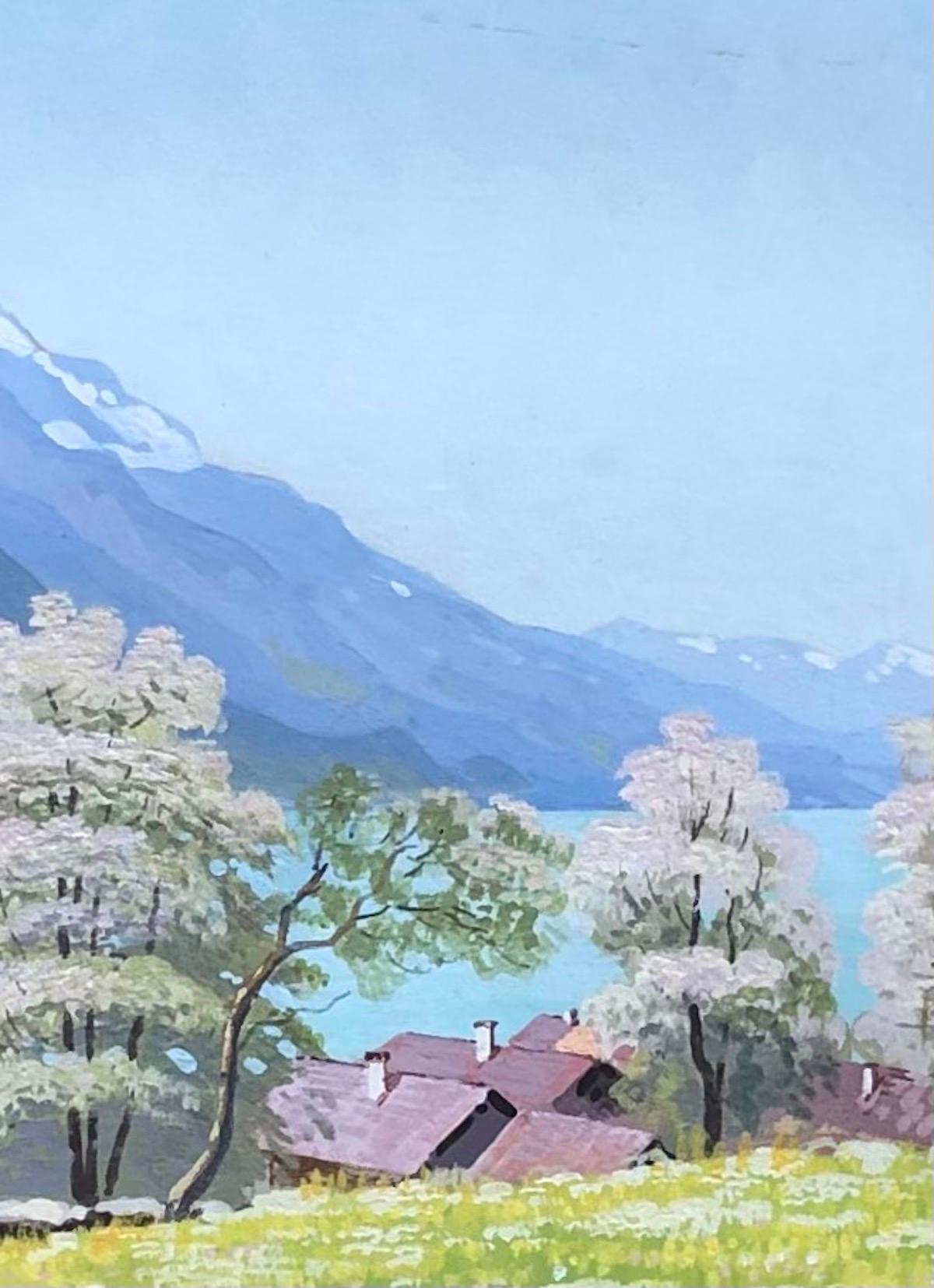 Jacob Keiser - Spring landscape by the lake with a view of the Alps For ...