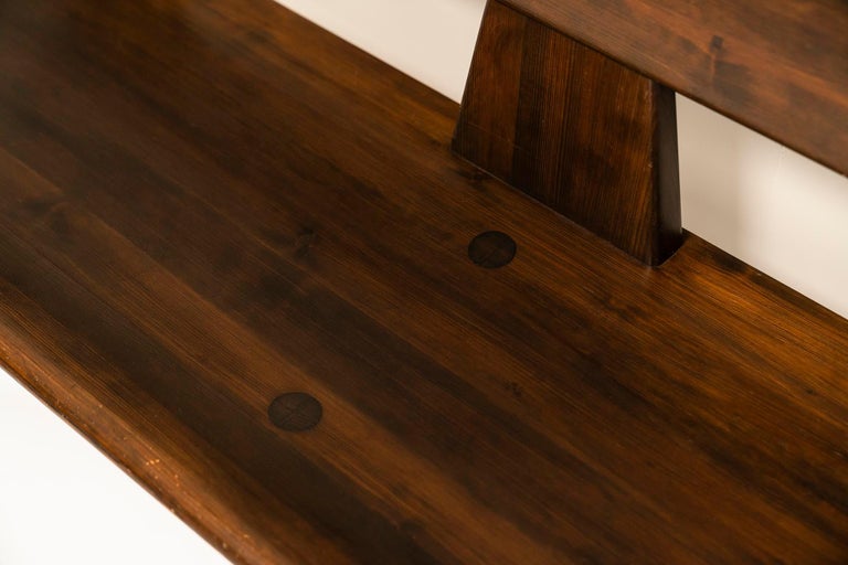 Jacob Kielland-Brandt Bench in Solid Dark Stained Pine, Denmark, 1960s ...