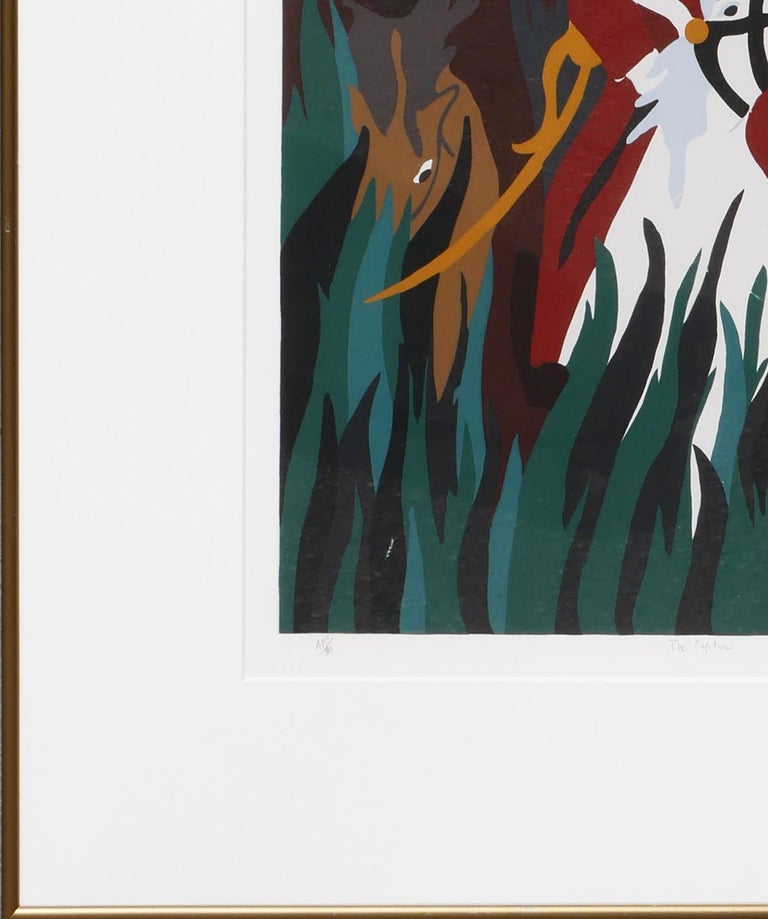 Jacob Lawrence - "The Capture" Blue, Red, and Green Abstract Figurative ...