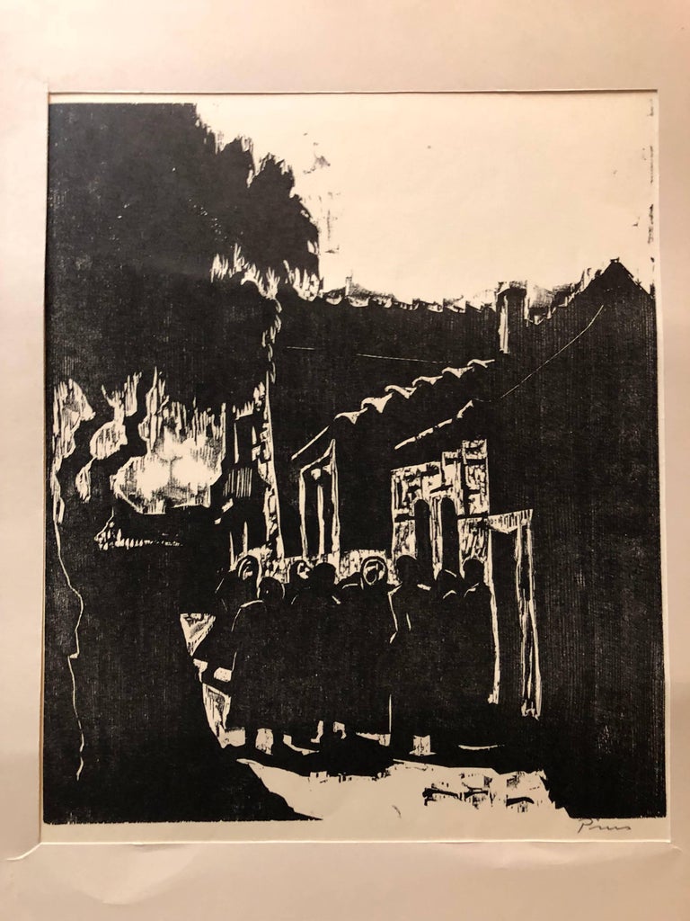 Jacob Pins - German Israeli Expressionist Woodcut Print Pencil Signed Jerusalem For Sale at 1stDibs