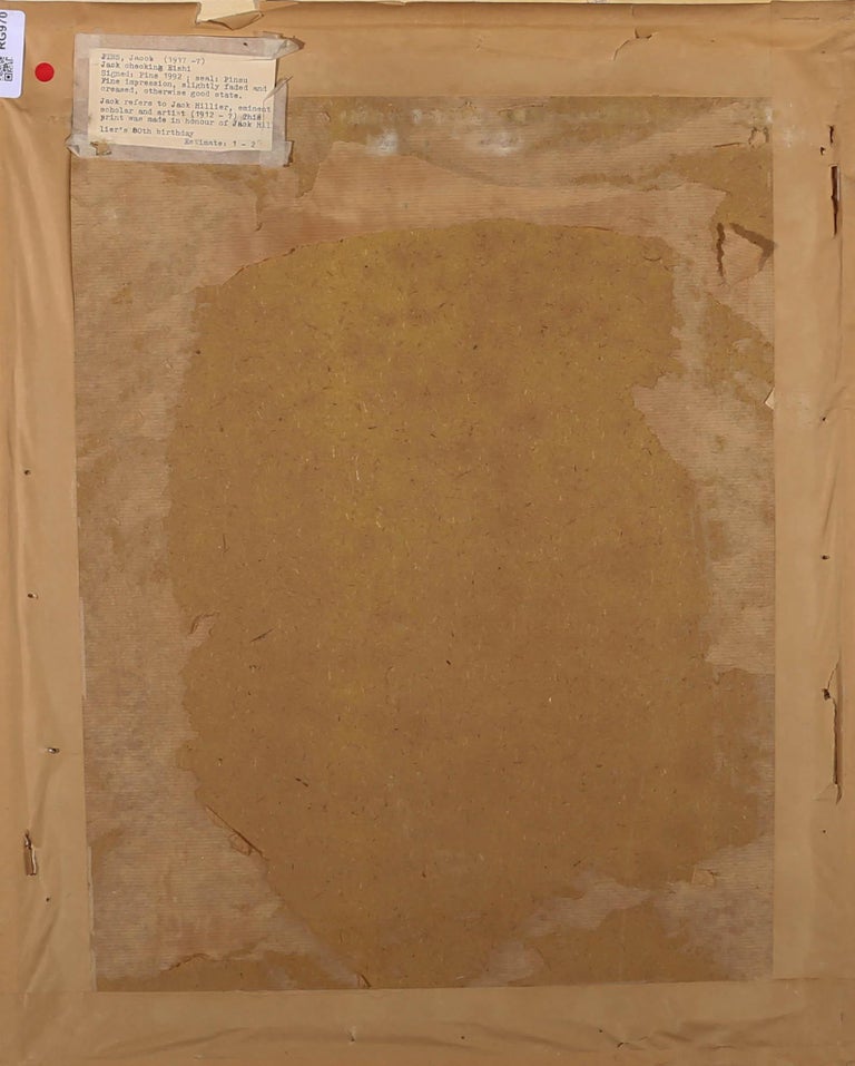 Jacob Pins - Jacob Pins (1917-2005) - 1992 Woodcut, Jack Checking Eishi For Sale at 1stDibs