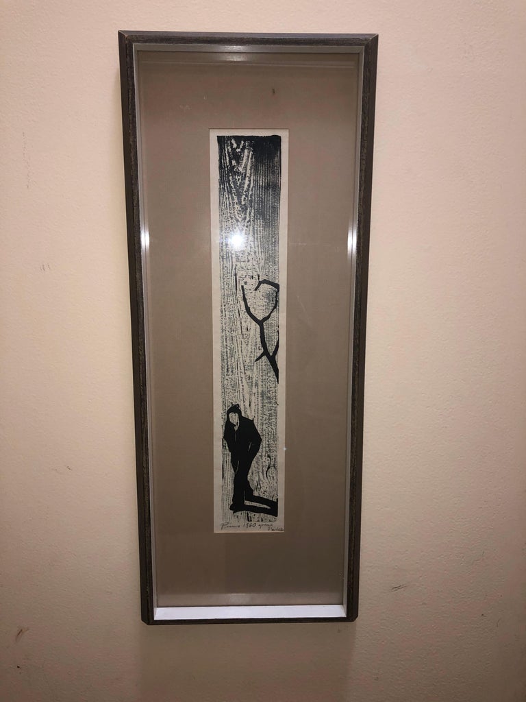 Jacob Pins - Jacob Pins "Lonely Walker" 1960 Woodcut For Sale at 1stDibs