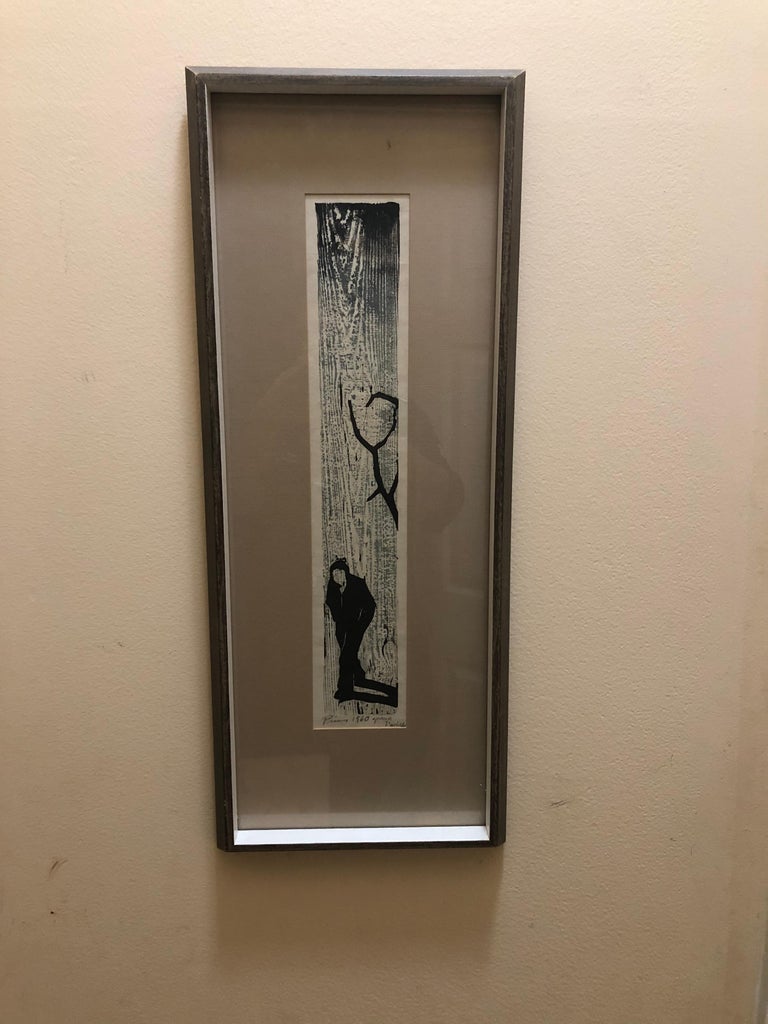 Jacob Pins - Jacob Pins "Lonely Walker" 1960 Woodcut For Sale at 1stDibs