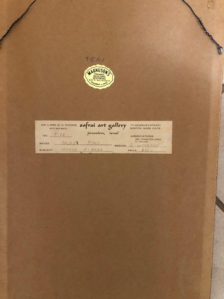 Jacob Pins - Jacob Pins "Lonely Walker" 1960 Woodcut For Sale at 1stDibs