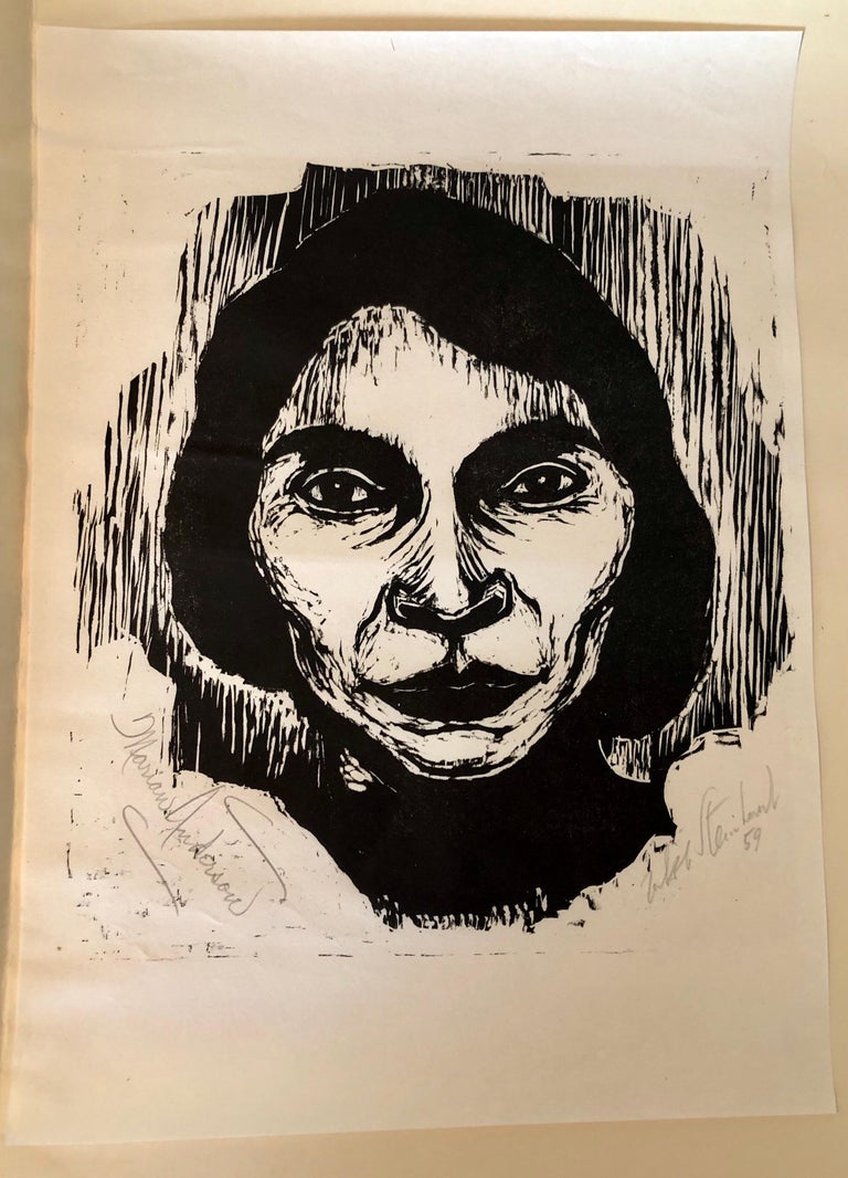 Jacob Steinhardt - Steinhardt Woodcut Marian Anderson Signed African American, Israeli Bezalel ...