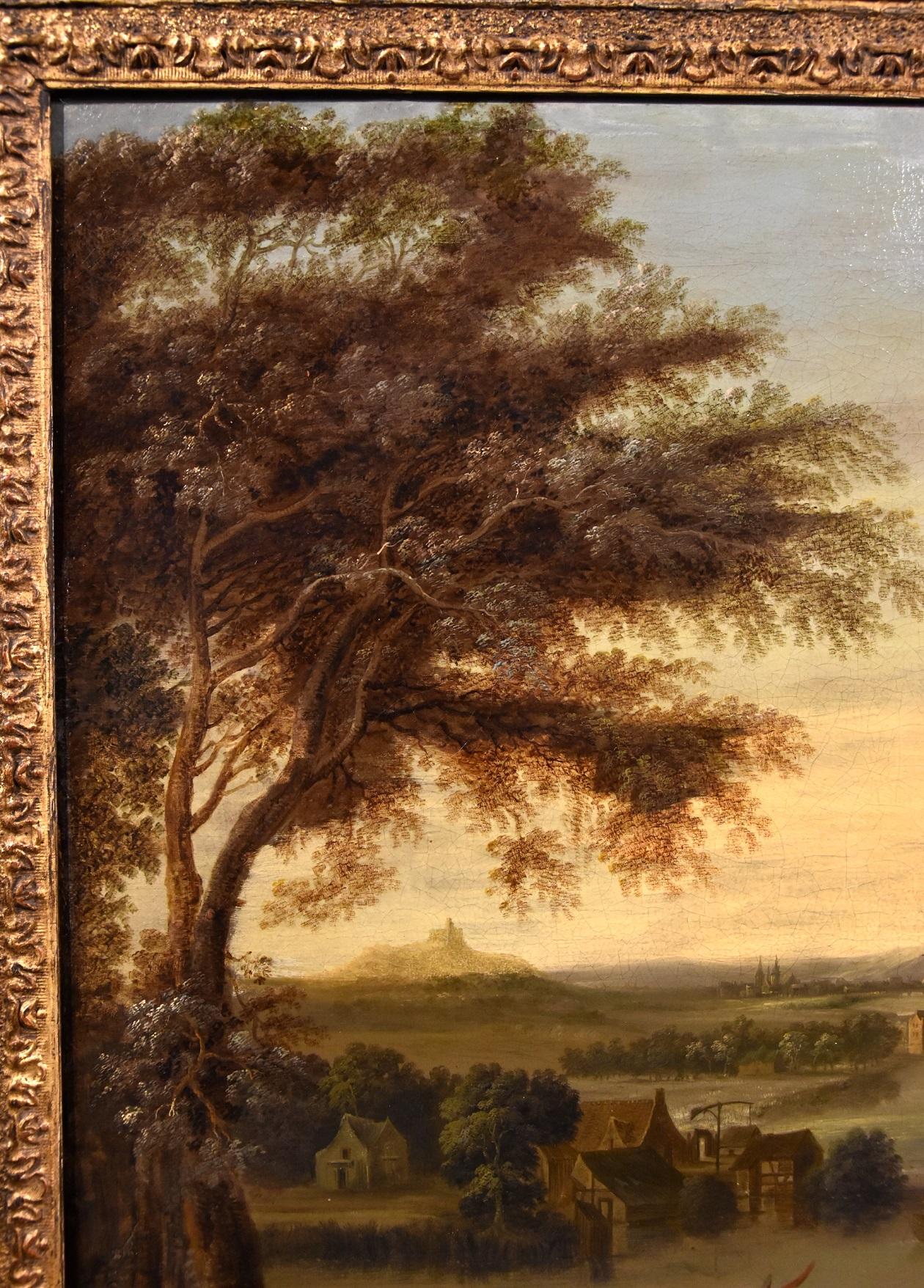 Fluvial Landscape Castles Flemish 17th Century Paint Oil on canvas Old ...