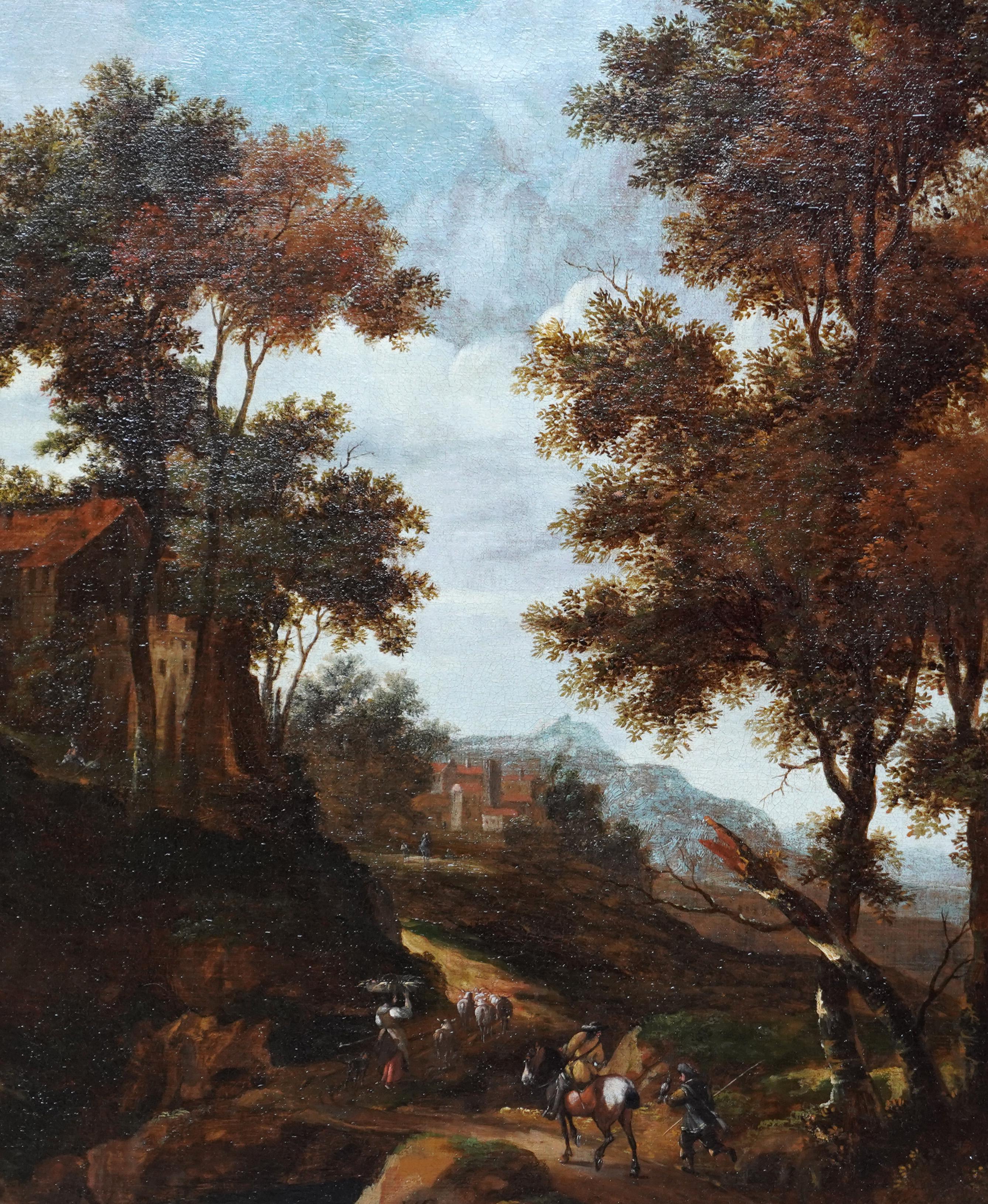 Italian Landscape with Travellers - Dutch Golden Age 17thC art oil ...
