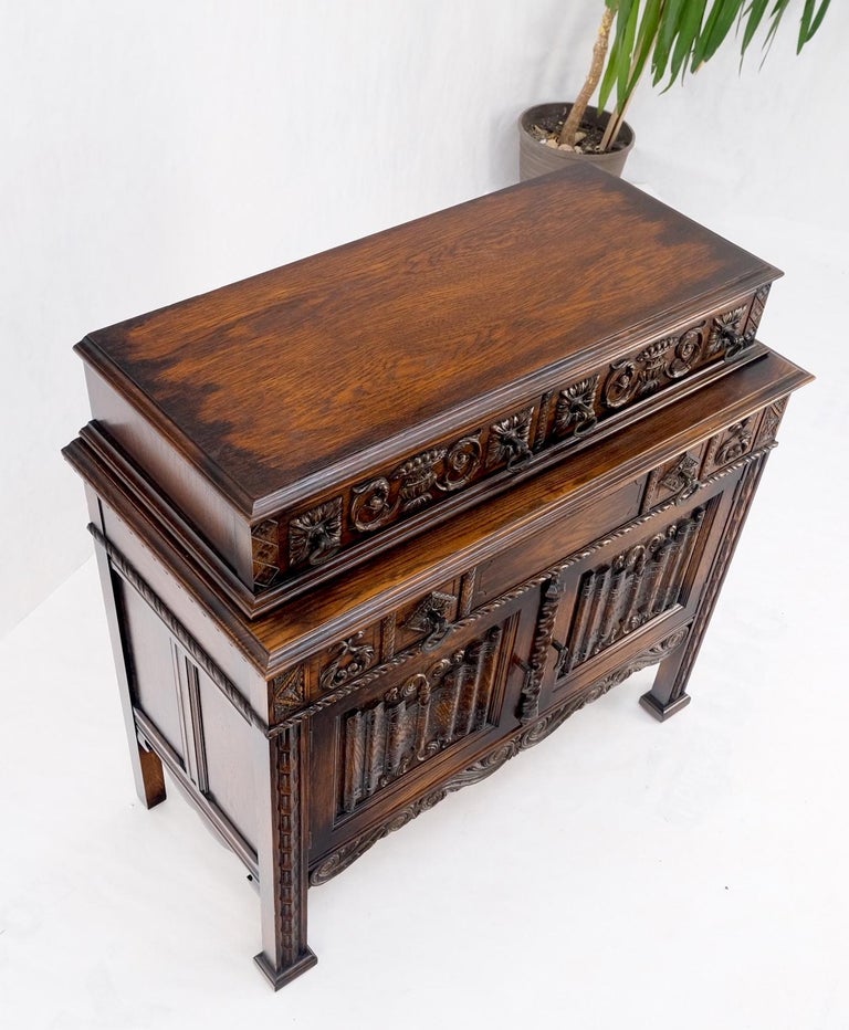 Jacobean Carved Oak Server Buffet 2 Doors 3 Drawers Commode Cabinet ...