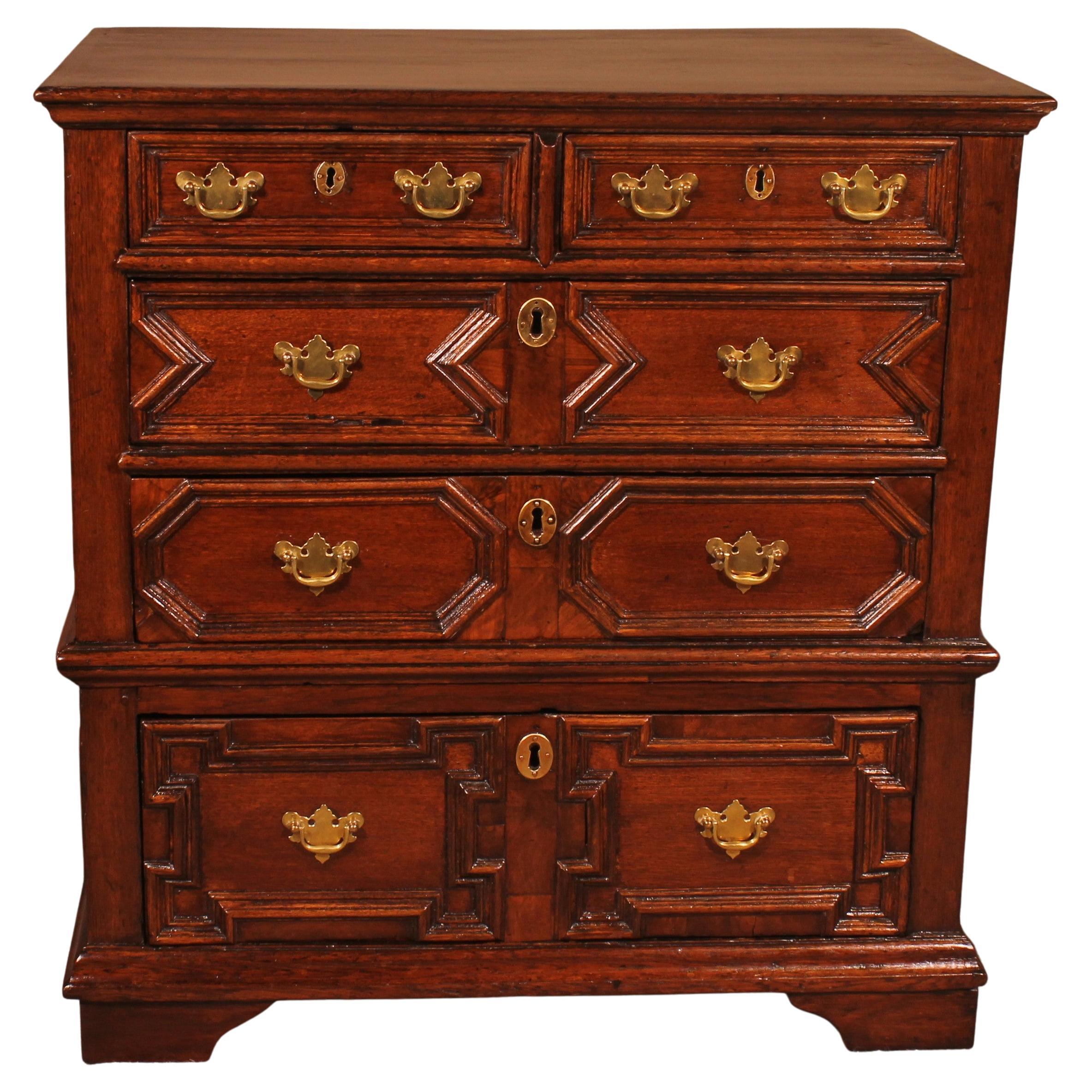 English Jacobean 17th Century Oak Four-Drawer Commode of Rare Form For ...