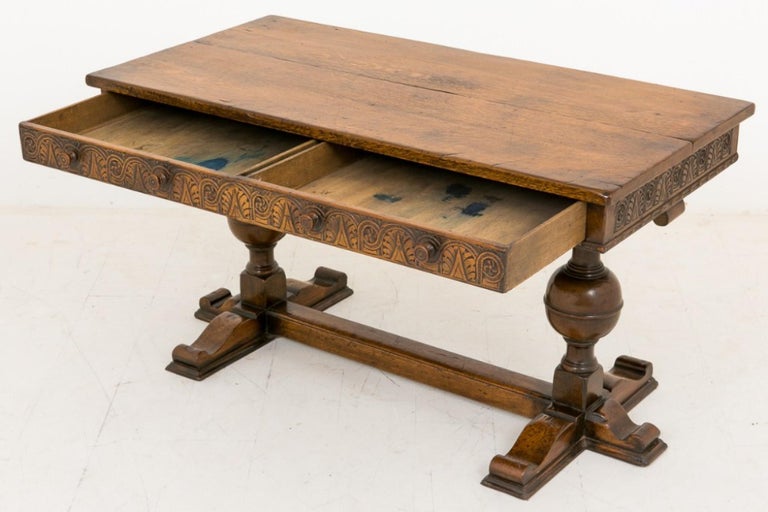 Jacobean Oak Carved Side Table Desk For Sale at 1stDibs