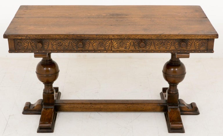 Jacobean Oak Carved Side Table Desk For Sale at 1stDibs