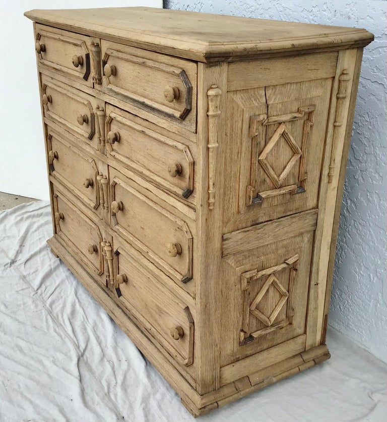 Jacobean Style Bleached Oak Chest For Sale at 1stDibs