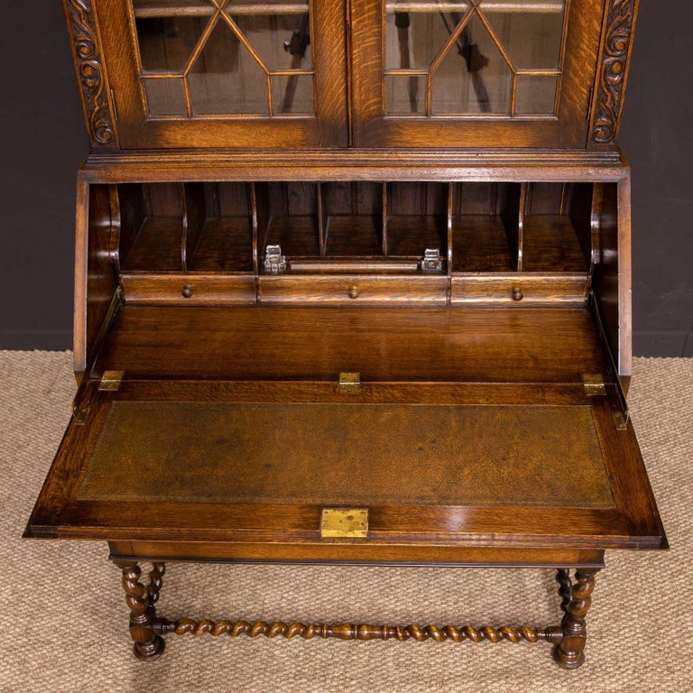 Jacobean Style Oak Bureau Bookcase at 1stDibs