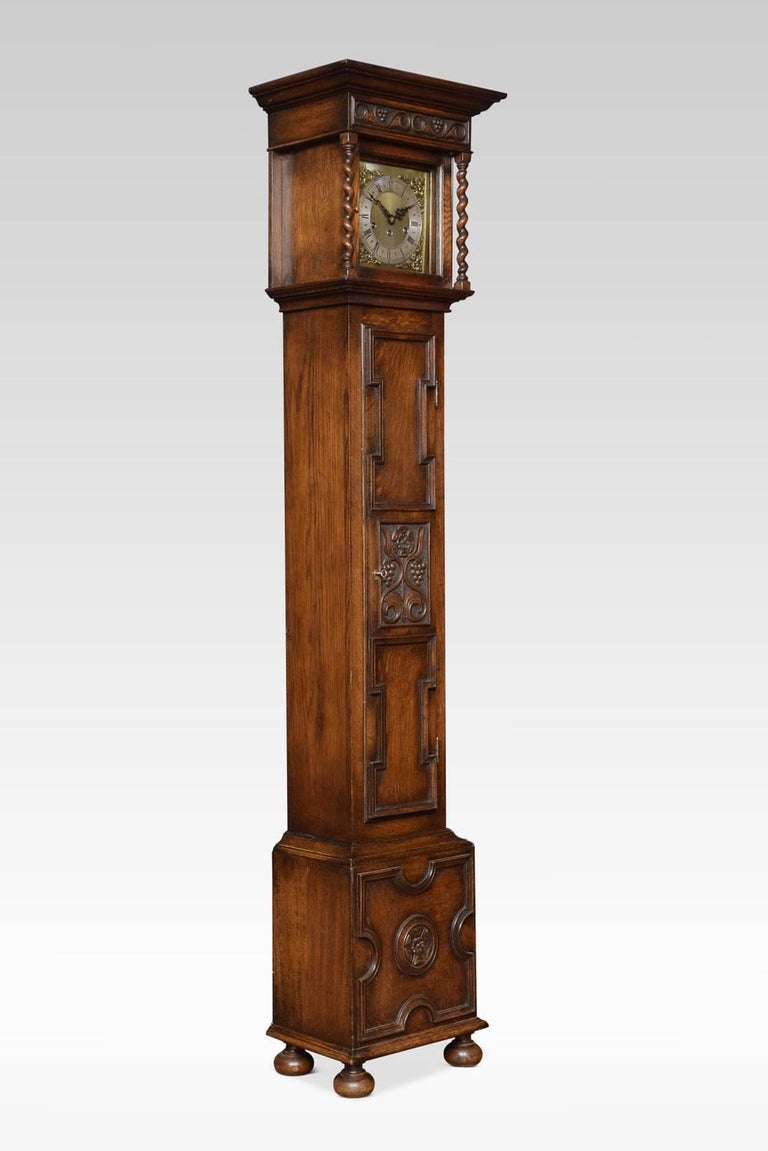 Jacobean Style Oak Cased Grandmother Clock at 1stDibs
