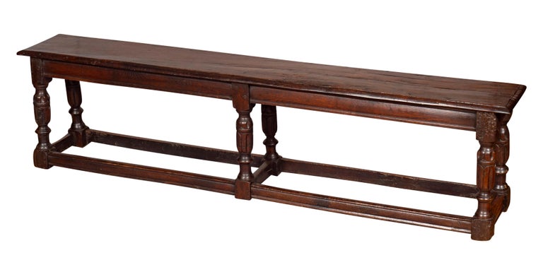 Jacobean Style Oak Long Bench For Sale at 1stDibs