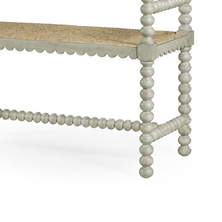 Jacobean Style Small Grey Painted Bench For Sale at 1stDibs