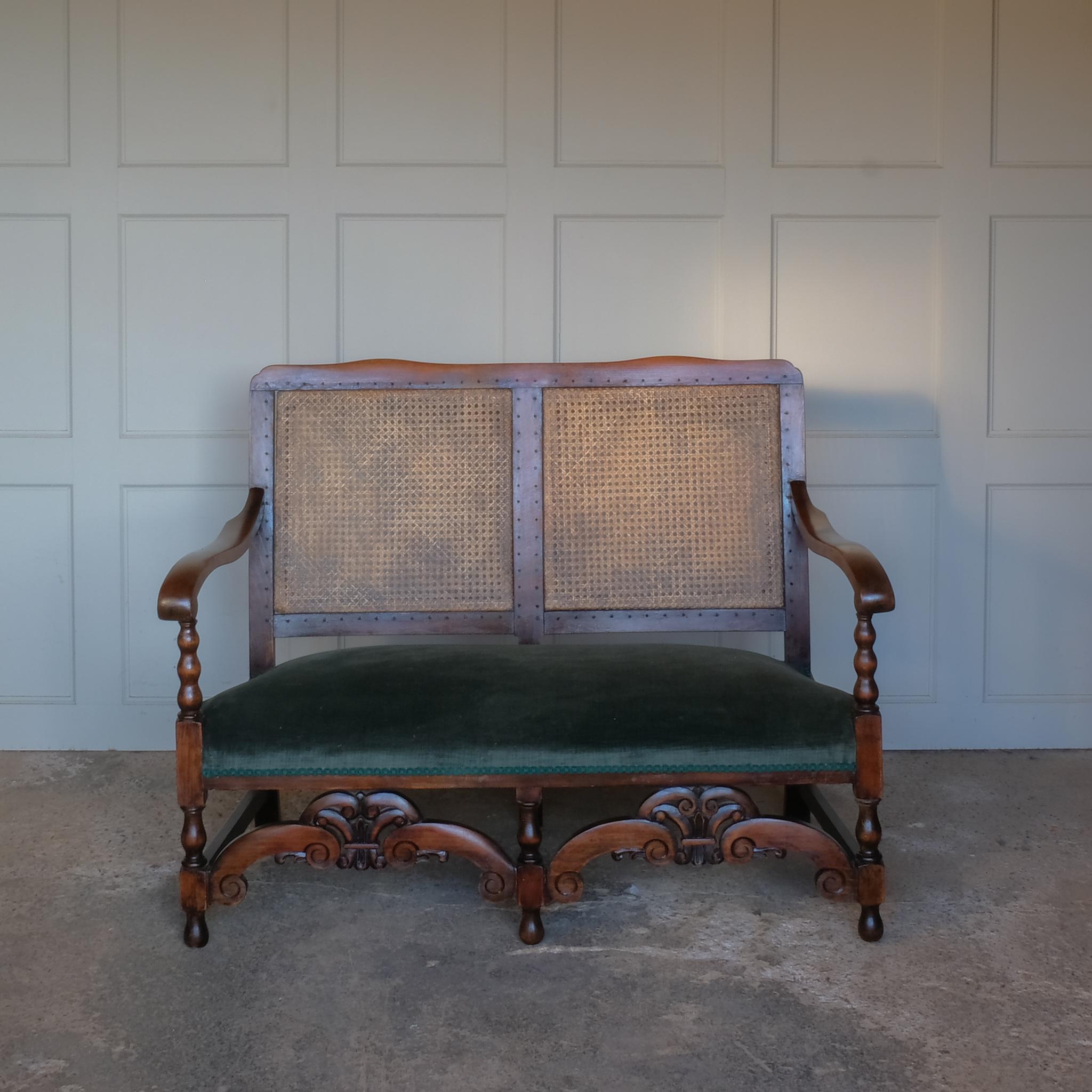 19th Century cane backed two seater settee For Sale at 1stDibs