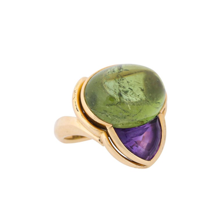 Jacobi Ring with Fine Tourmaline and Amethyst For Sale at 1stDibs
