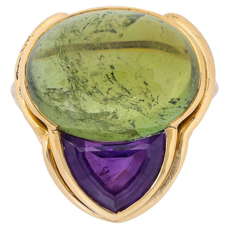 Jacobi Ring with Fine Tourmaline and Amethyst For Sale at 1stDibs