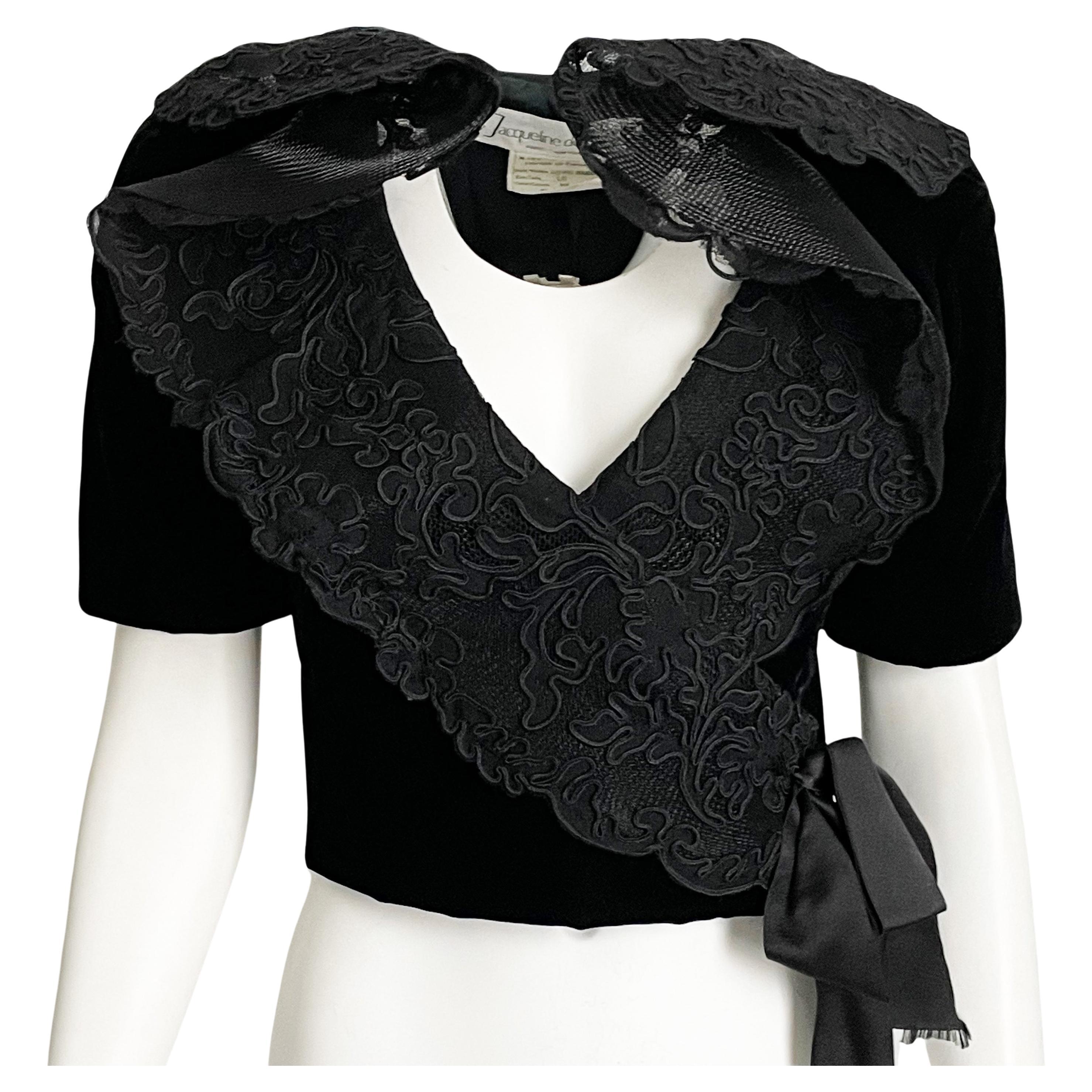 Jacqueline de Ribes Jacket Bolero Cropped Formal Couture Black Lace ...