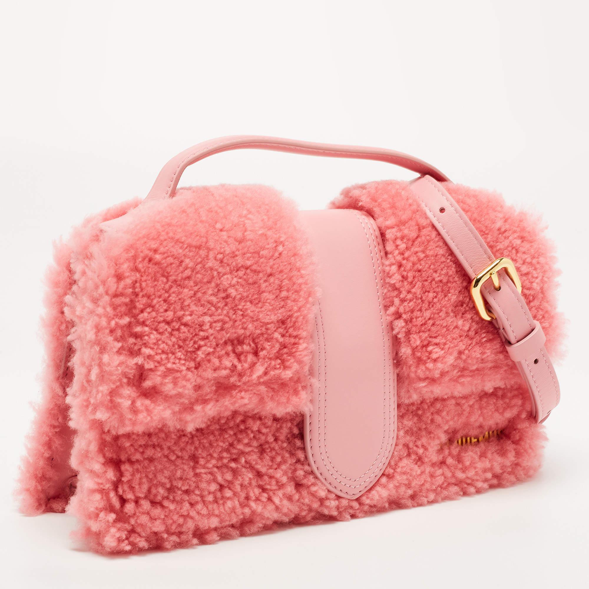 Jacquemus Pink Leather and Shearling Le Grand Bambino Top Handle Bag ...
