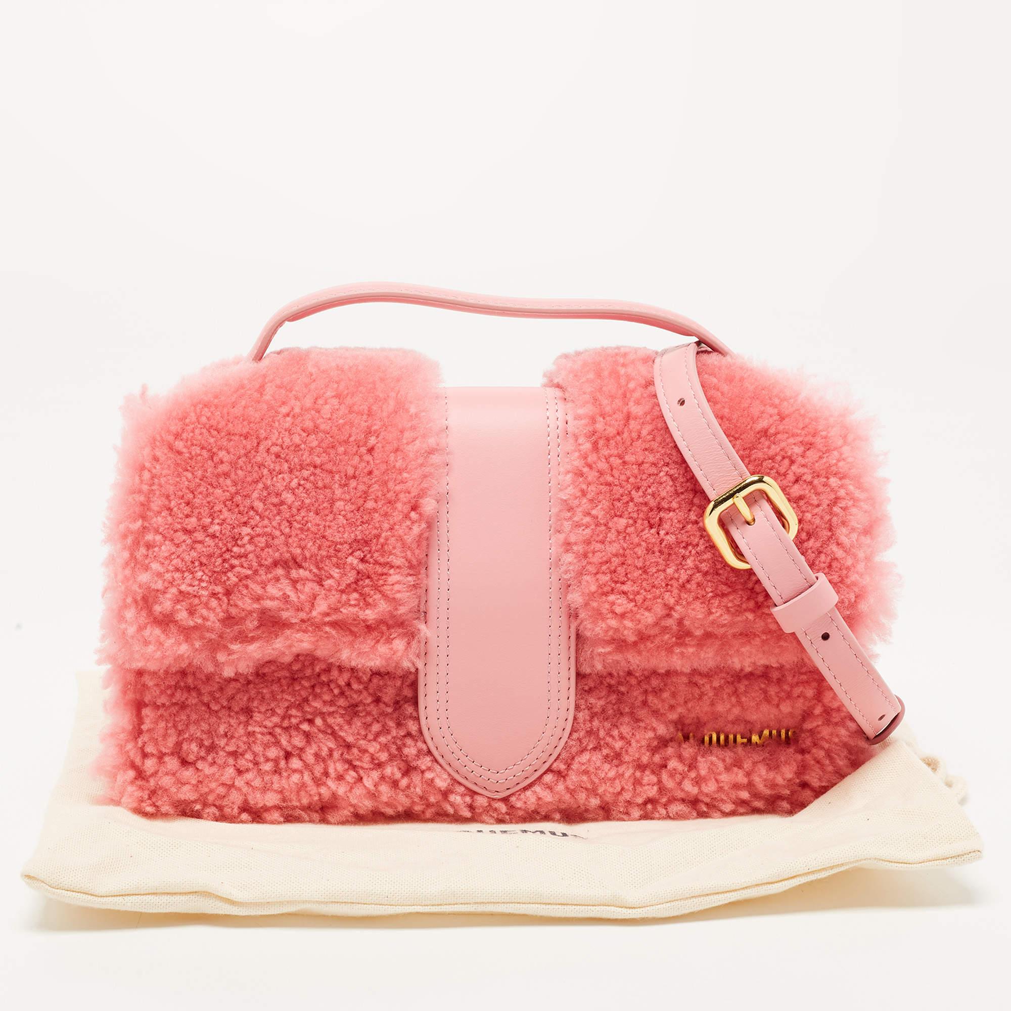 Jacquemus Pink Leather and Shearling Le Grand Bambino Top Handle Bag ...