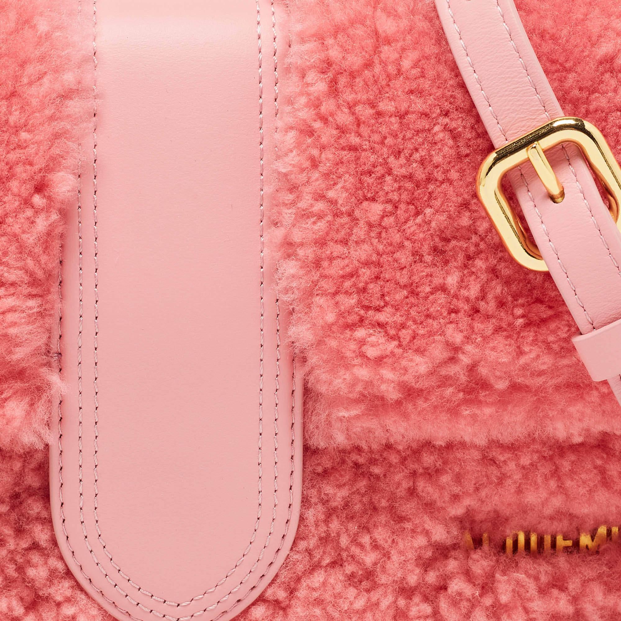 Jacquemus Pink Leather and Shearling Le Grand Bambino Top Handle Bag ...