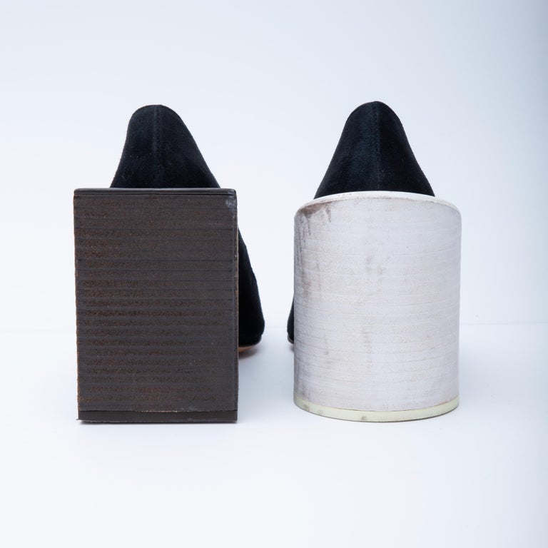 Jacquemus Two Tone Geometric Block Suede Heel Pumps (EU 37) For Sale at ...