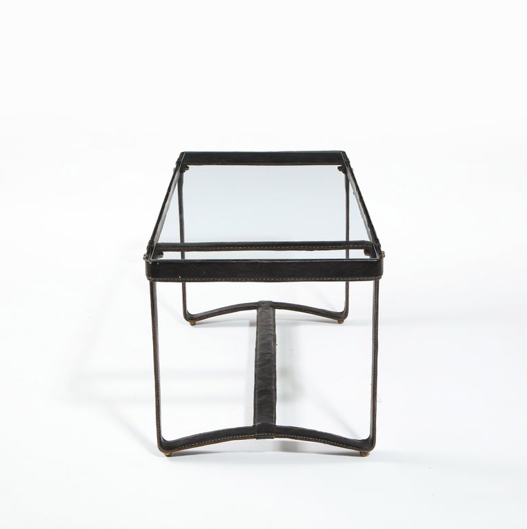 Jacques Adnet Black Leather Coffee Table, France, 1950's For Sale at ...