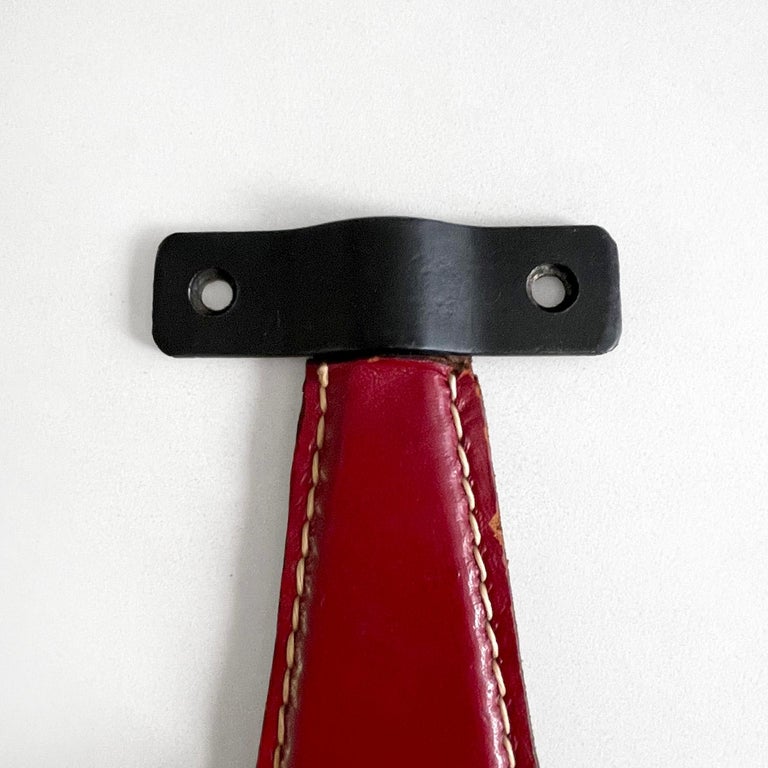Jacques Adnet French Leather and Iron Hook For Sale at 1stDibs