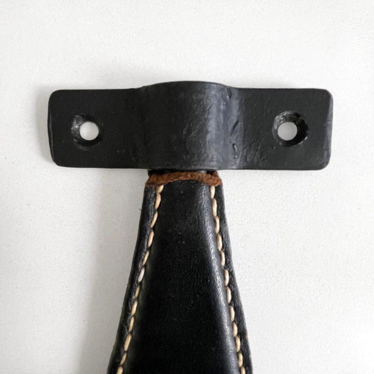 Jacques Adnet French Leather and Iron Hook For Sale at 1stDibs