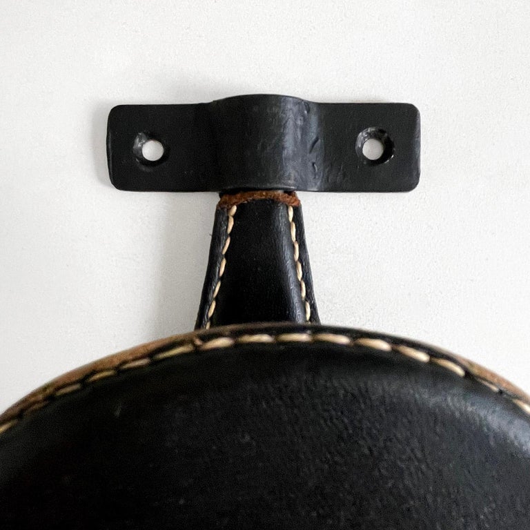 Jacques Adnet French Leather and Iron Hook For Sale at 1stDibs