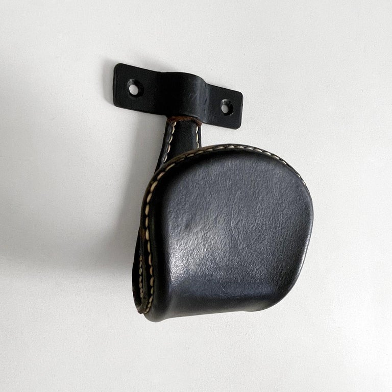 Jacques Adnet French Leather and Iron Hook For Sale at 1stDibs