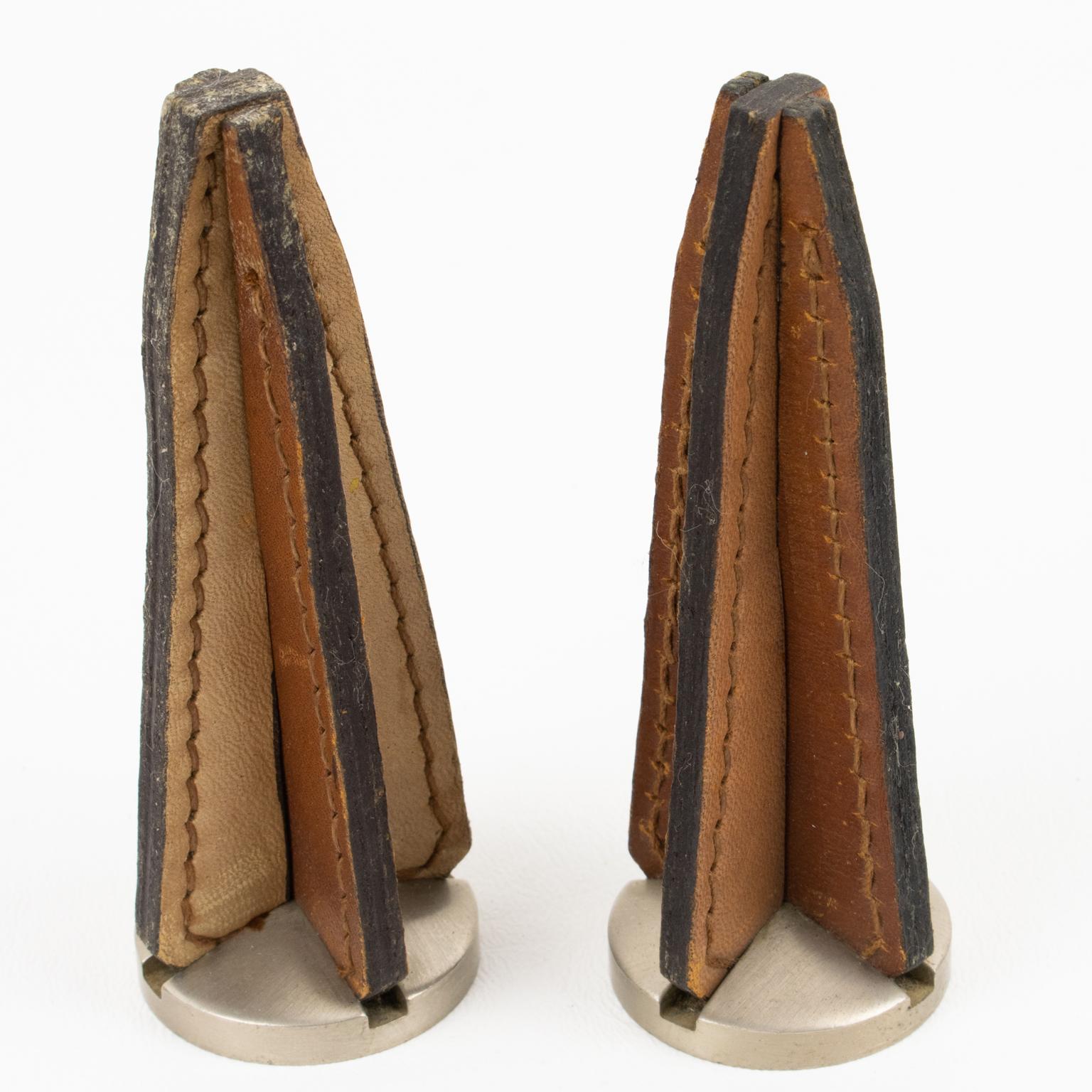 Jacques Adnet Hand-Stitched Black and Cognac Leather Chess Board and ...