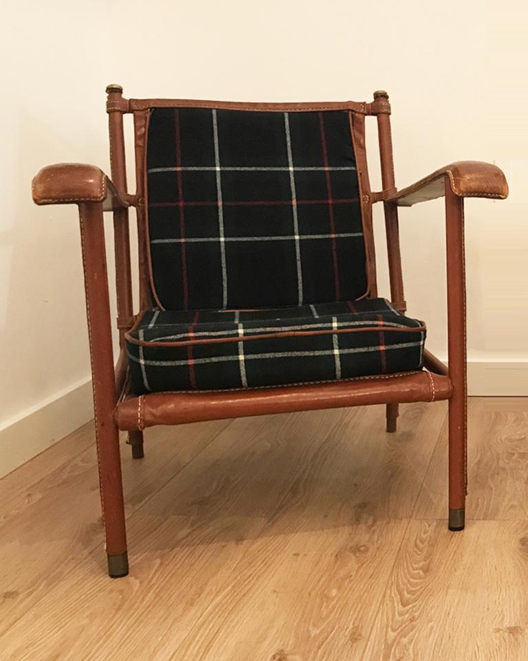 Hand-Stitched Leather Lounge Chair by Jacques Adnet For Sale at 1stDibs ...