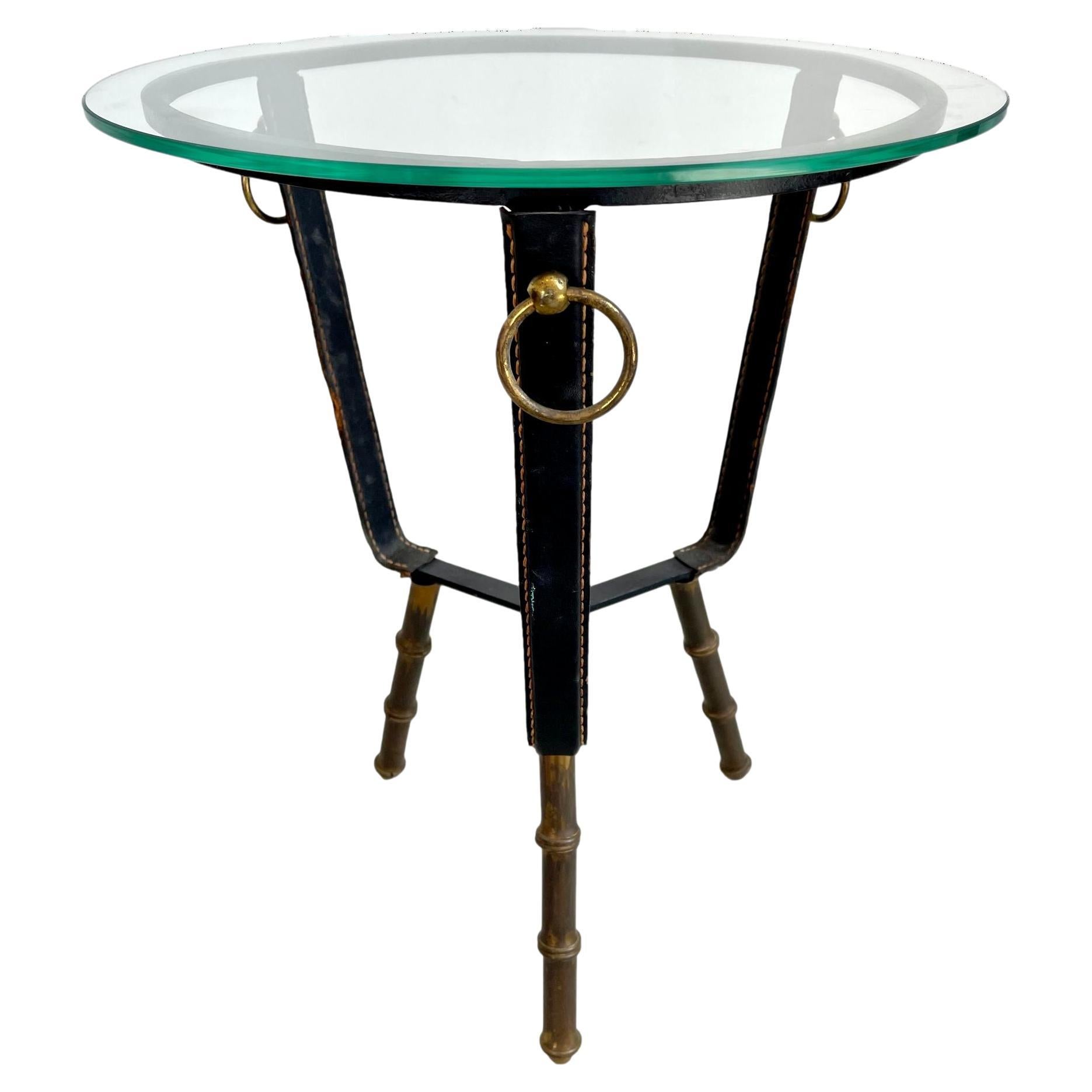 French Midcentury Black Lacquer and Brass Side Table Adnet Style, 1960s ...