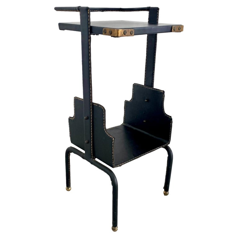 Jacques Adnet Leather Side Table at 1stDibs