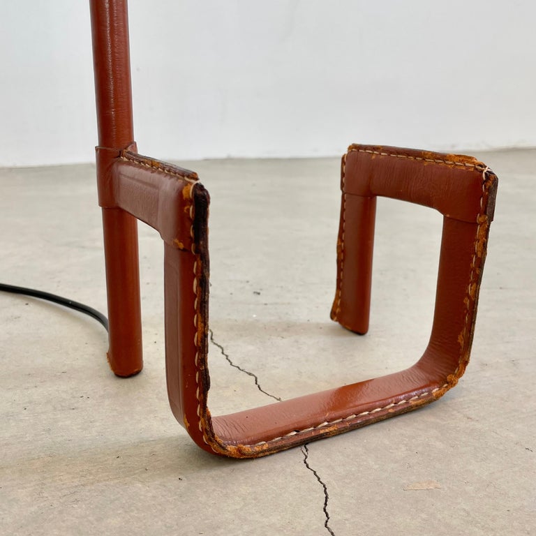 Jacques Adnet Leather Table Lamp with Built-In Bookshelf, 1950s France ...