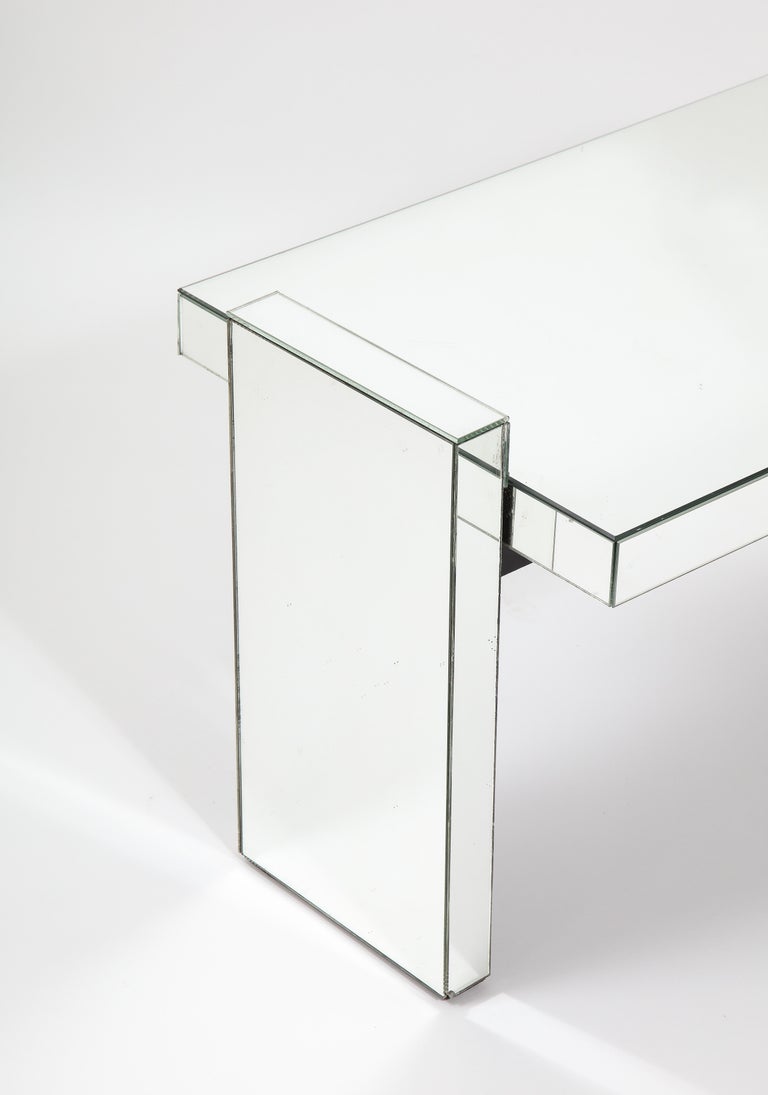 Jacques Adnet Mirrored Cocktail Table For Sale at 1stDibs