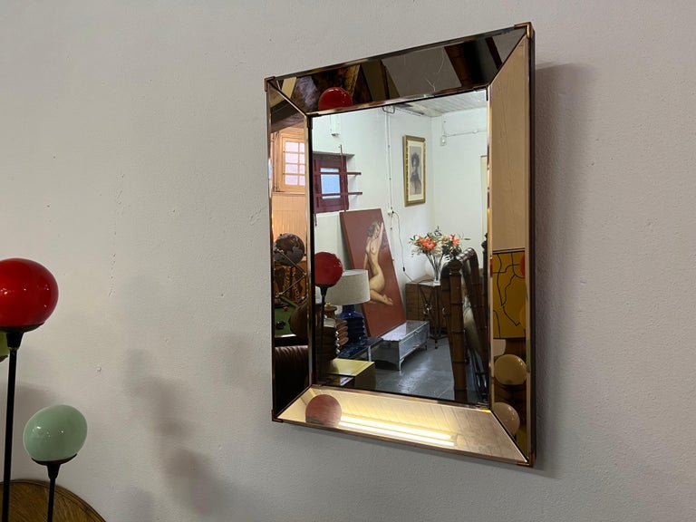 Jacques Adnet Rosé Mirror For Sale at 1stDibs