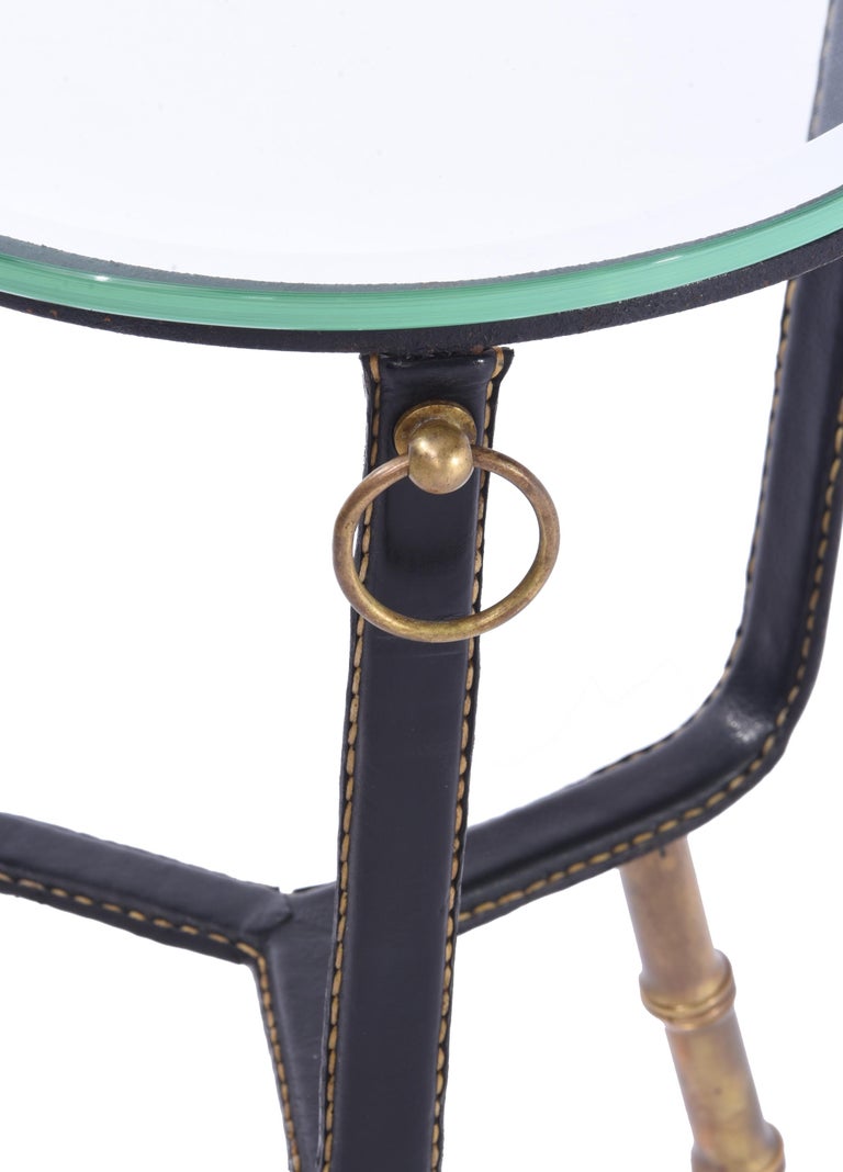Jacques Adnet Stitched Leather Side Tables at 1stDibs