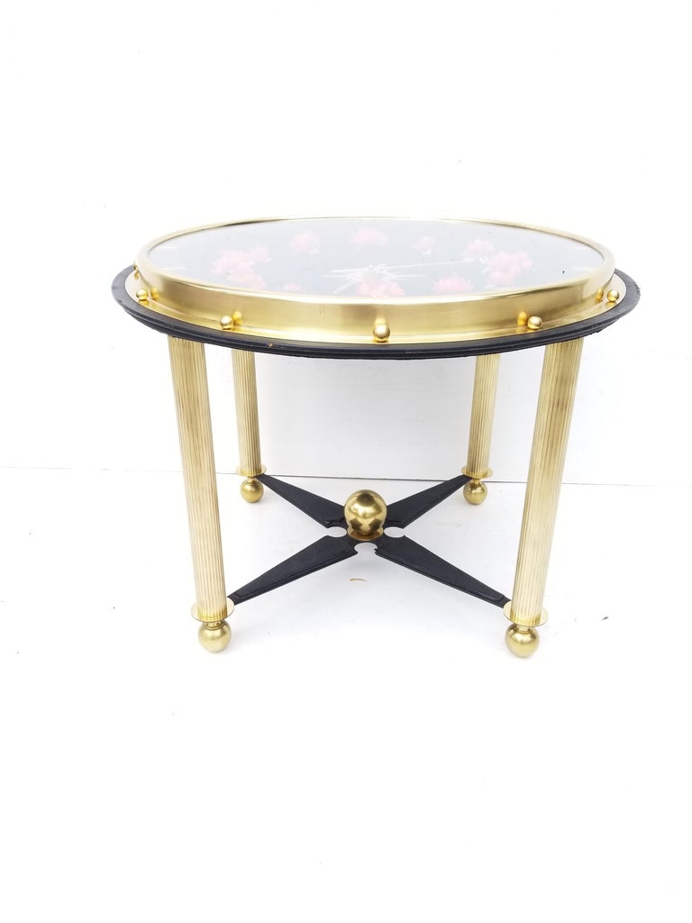 Jacques Adnet Style Clock Side Table For Sale at 1stDibs