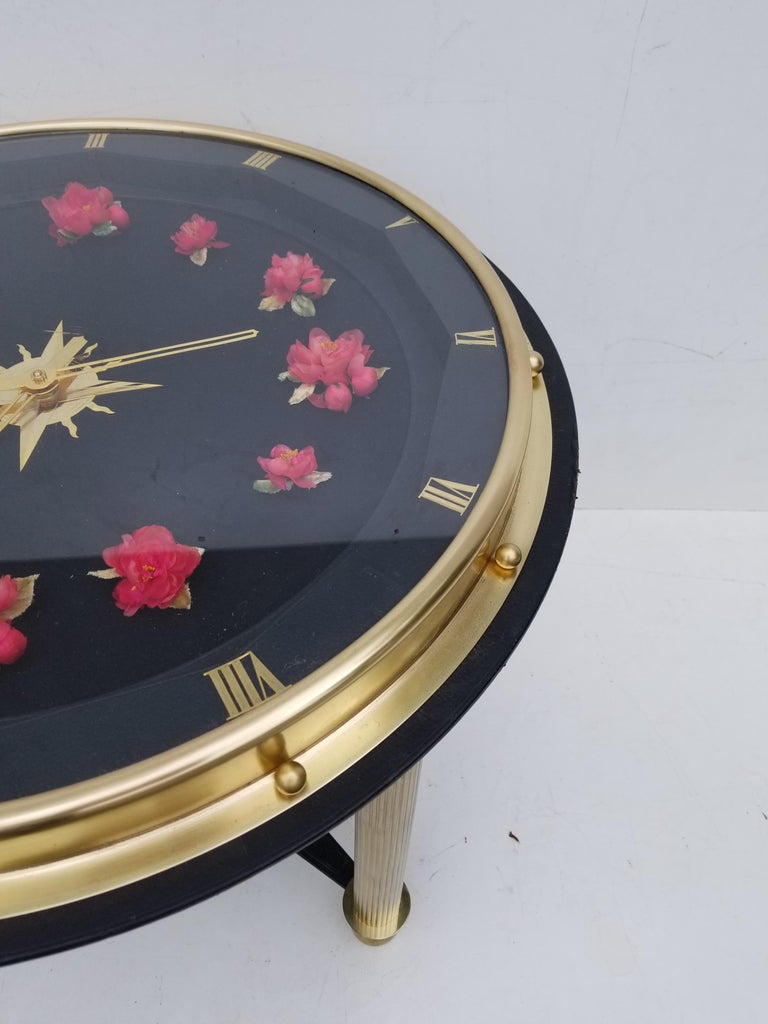 Jacques Adnet Style Clock Side Table For Sale at 1stDibs