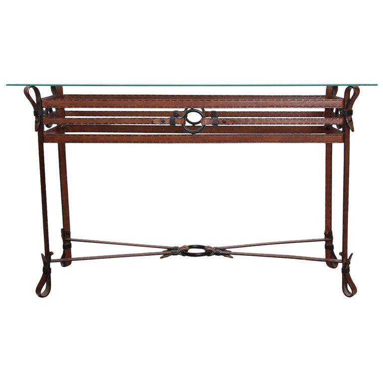 Jacques Adnet Style Console Table, 1970s For Sale at 1stDibs