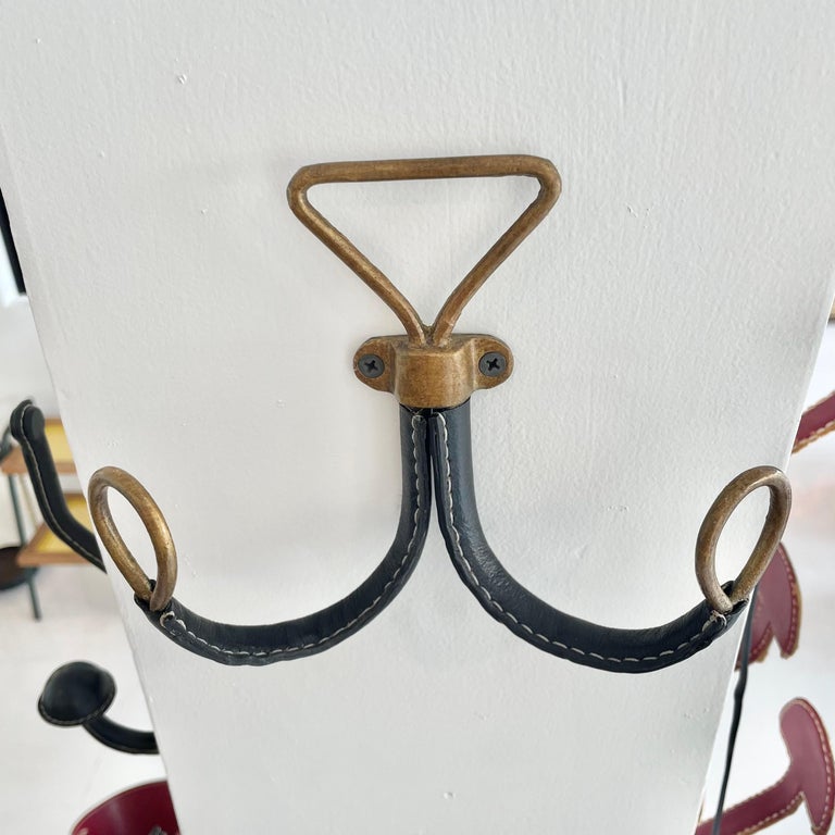Jacques Adnet Style Leather Hook, 1970s France For Sale at 1stDibs