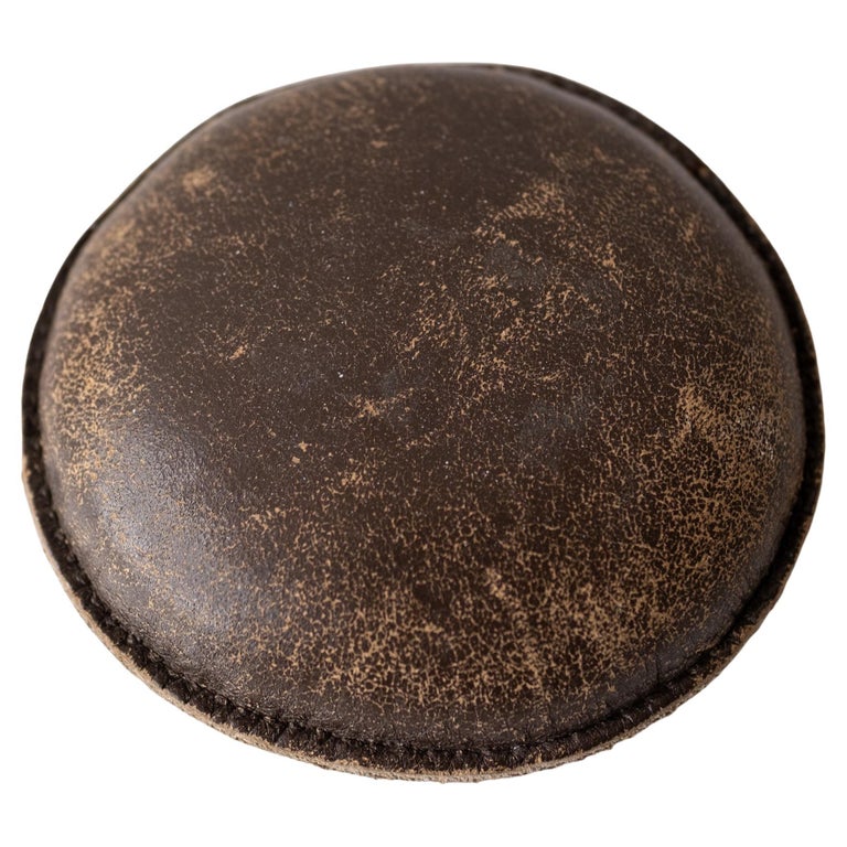 Jacques Adnet Style Stitched Leather Paperweight For Sale at 1stDibs