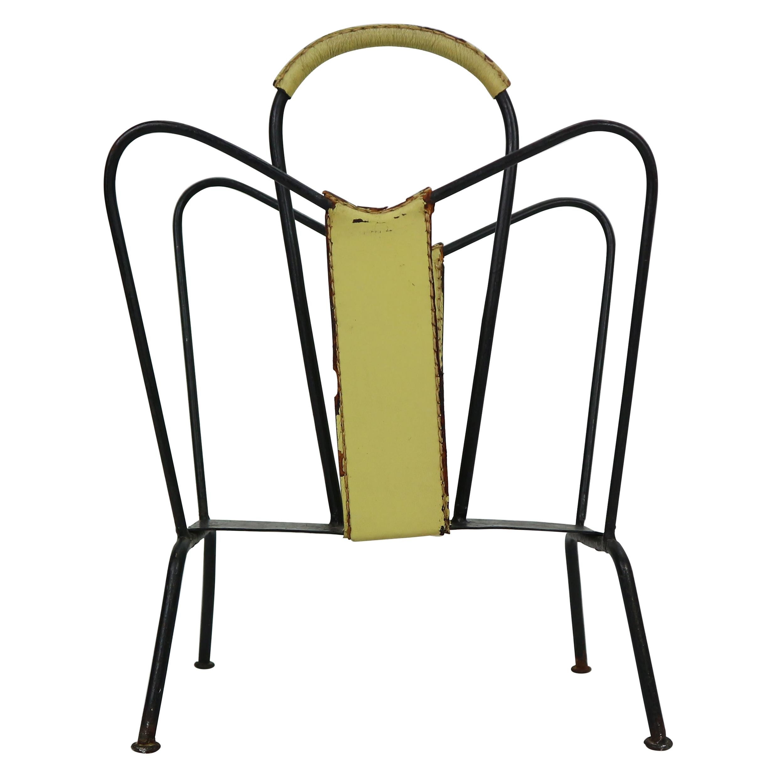 Jacques Adnet Style Black Leather Coat Rack Hanger, France, 1950s For ...