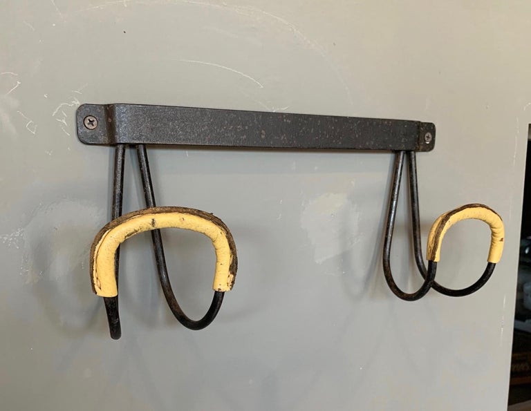 Jacques Adnet Yellow Leather Coat Rack at 1stDibs
