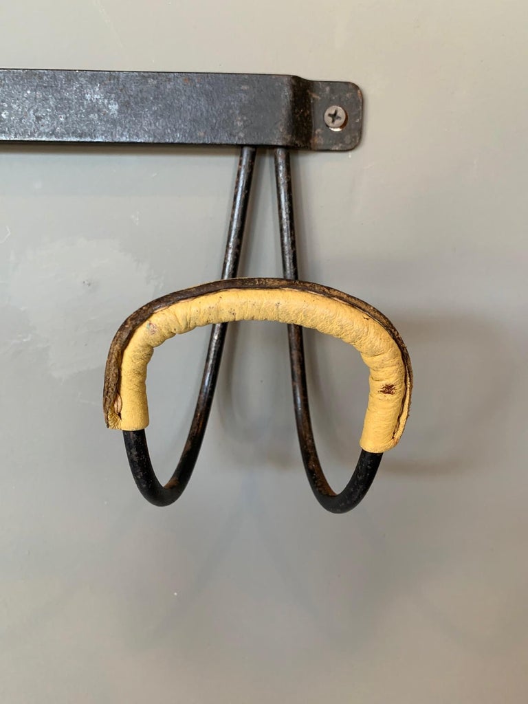 Jacques Adnet Yellow Leather Coat Rack at 1stDibs