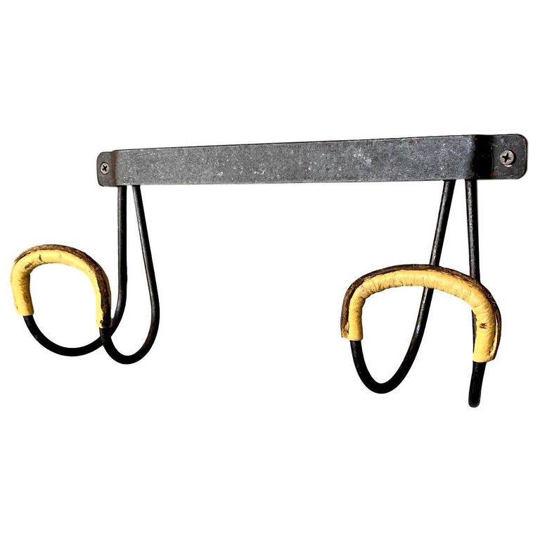 Jacques Adnet Yellow Leather Coat Rack at 1stDibs